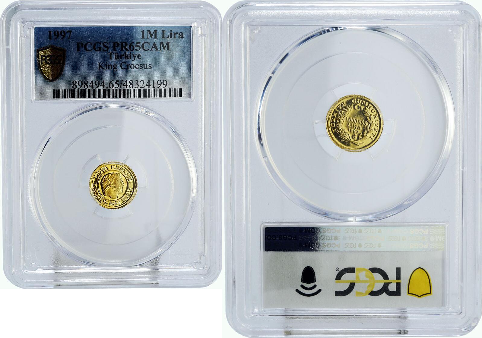Turkey 1000000 lira Lydian King Croesus Head Facing PR65 PCGS gold coin ...