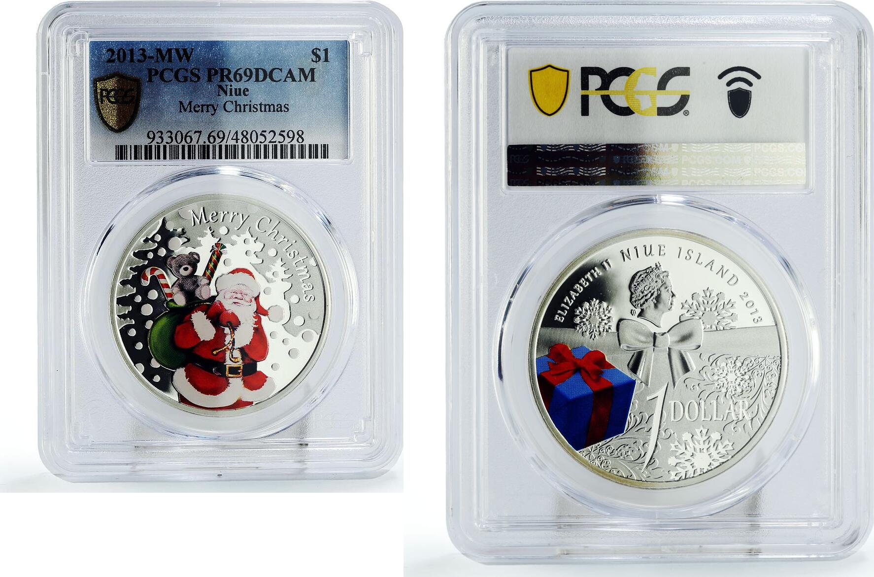 Niue 1 dollar Merry Christmas Santa Claus Gifts Toys PR69 PCGS silver ...