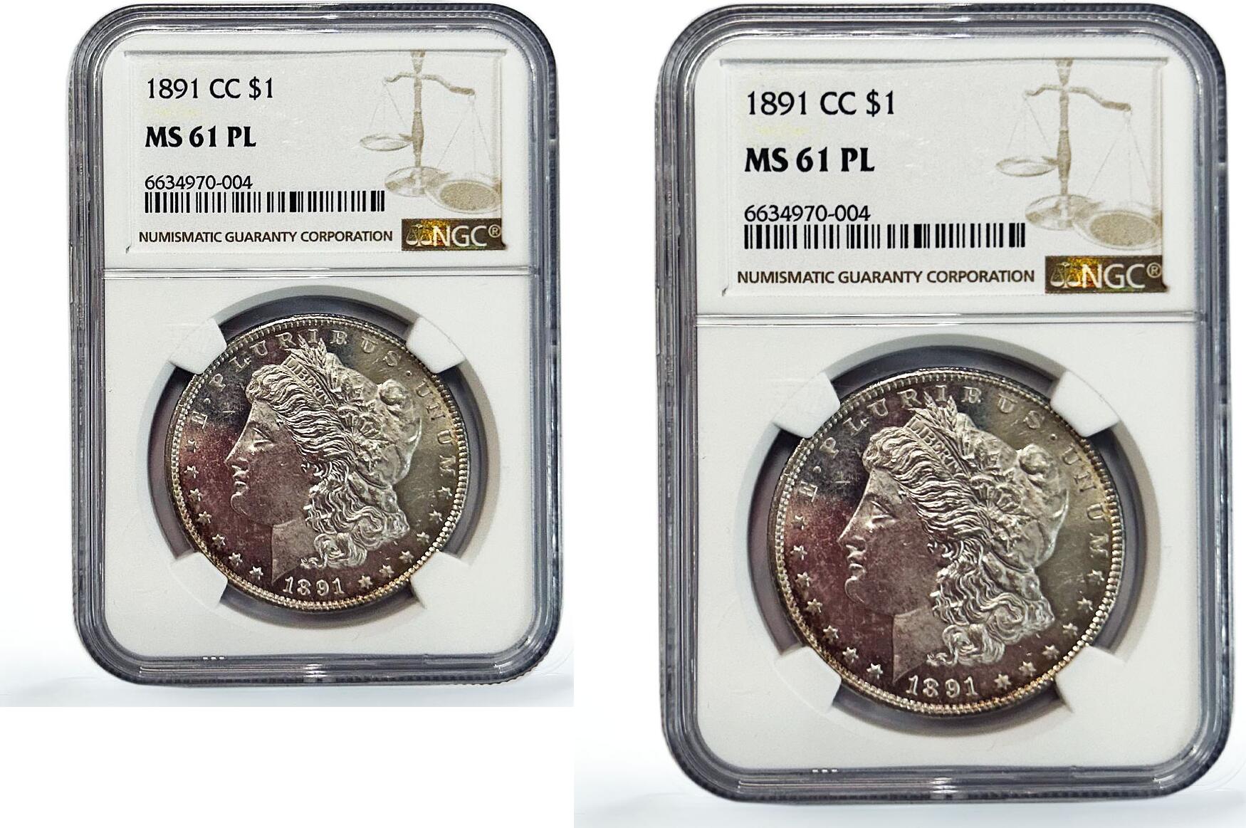 United States 1 dollar Liberty Morgan Dollar CC MS61 PL NGC silver coin ...