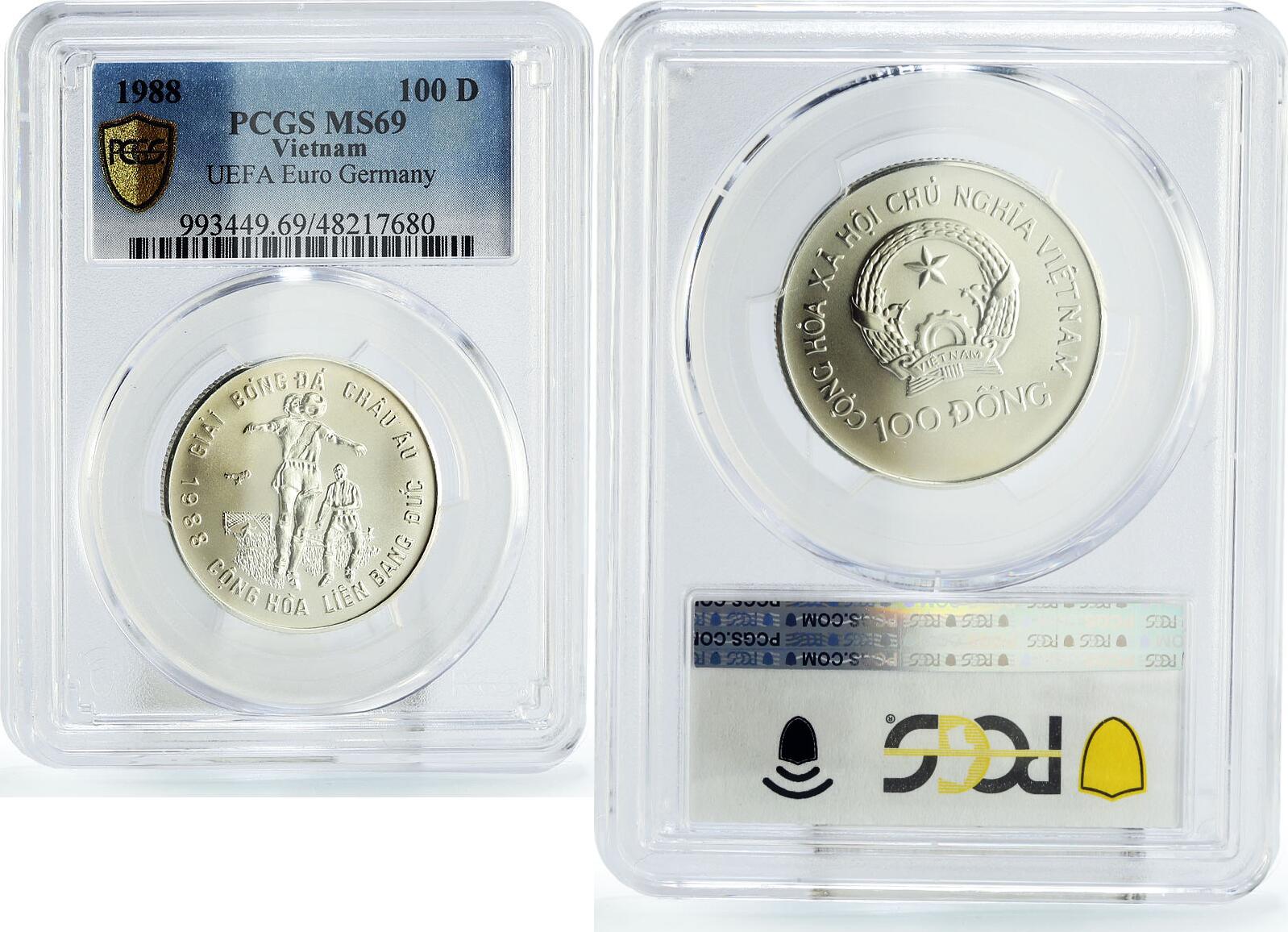 Vietnam 100 dong UEFA Euro Football Cup in Germany MS69 PCGS silver ...