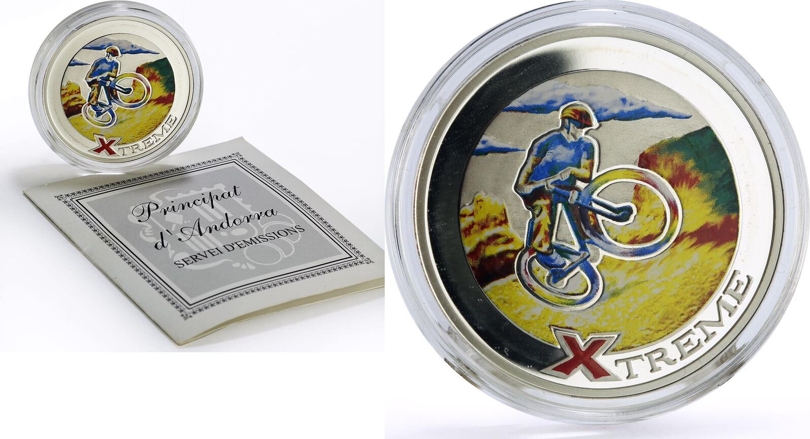 Andorra 10 diners Extreme Sports Mountain Biking colored proof silver ...