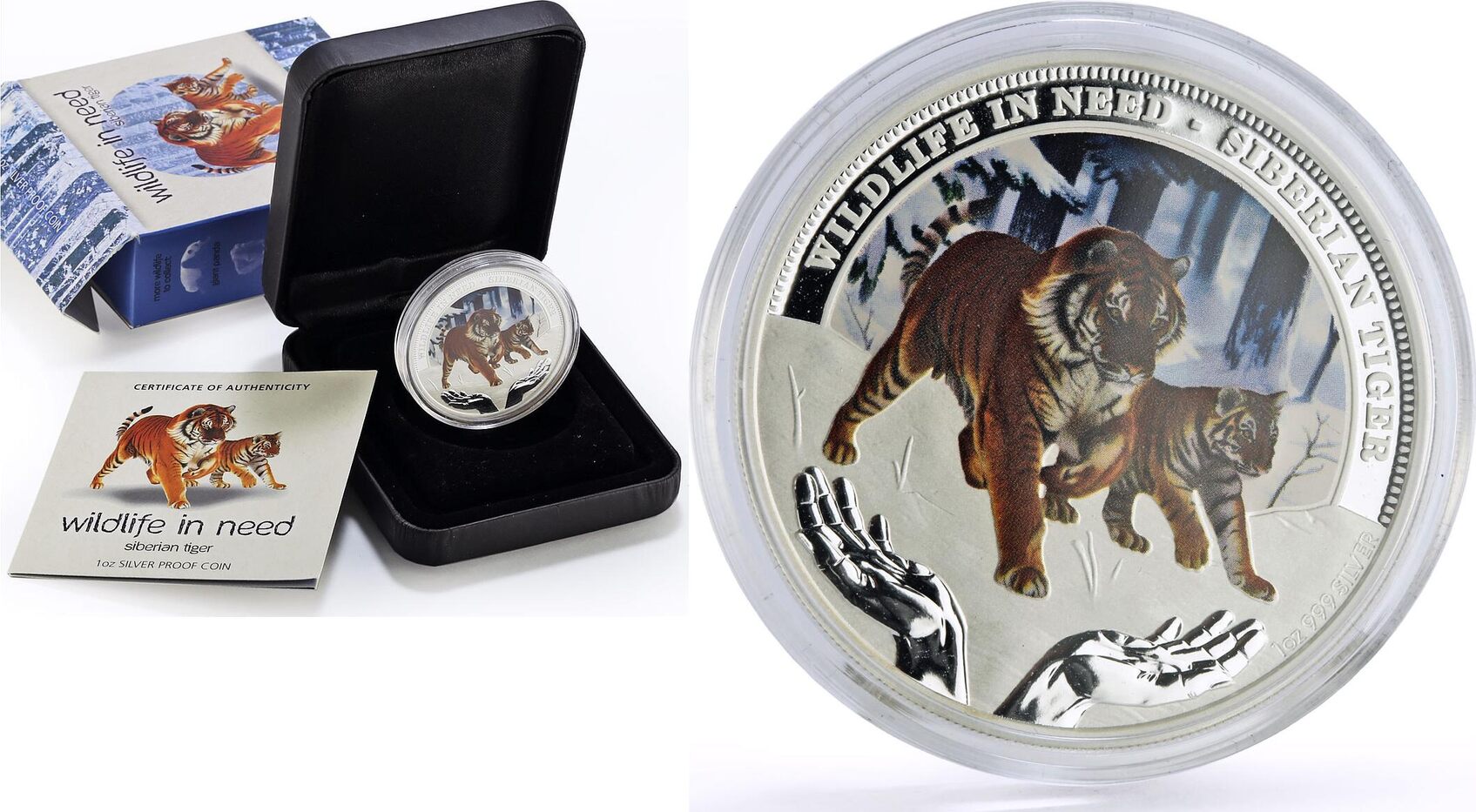 Tuvalu 1 dollar Conservation Wildlife Siberian Tiger Fauna silver coin ...
