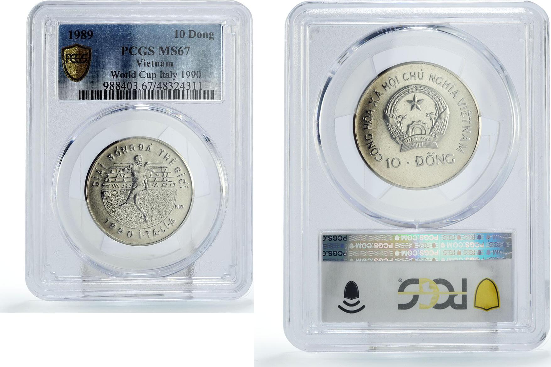 Vietnam 10 dong Football World Cup in Italy Player MS67 PCGS CuNi coin ...