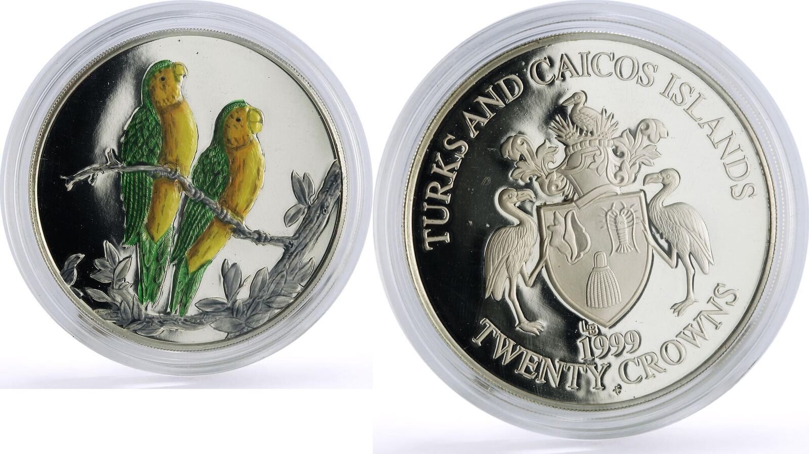 United Kingdom Turks and Caicos Islands 20 crowns Conservation Parrots ...