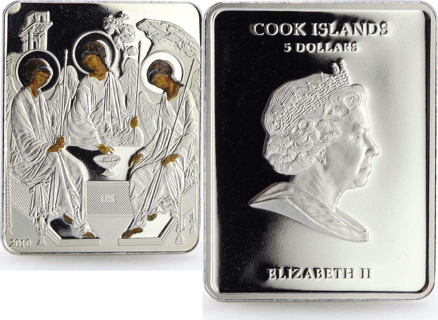 Cook Islands 5 dollars Orthodox Shrines Icons Holy Trinity Art silver ...