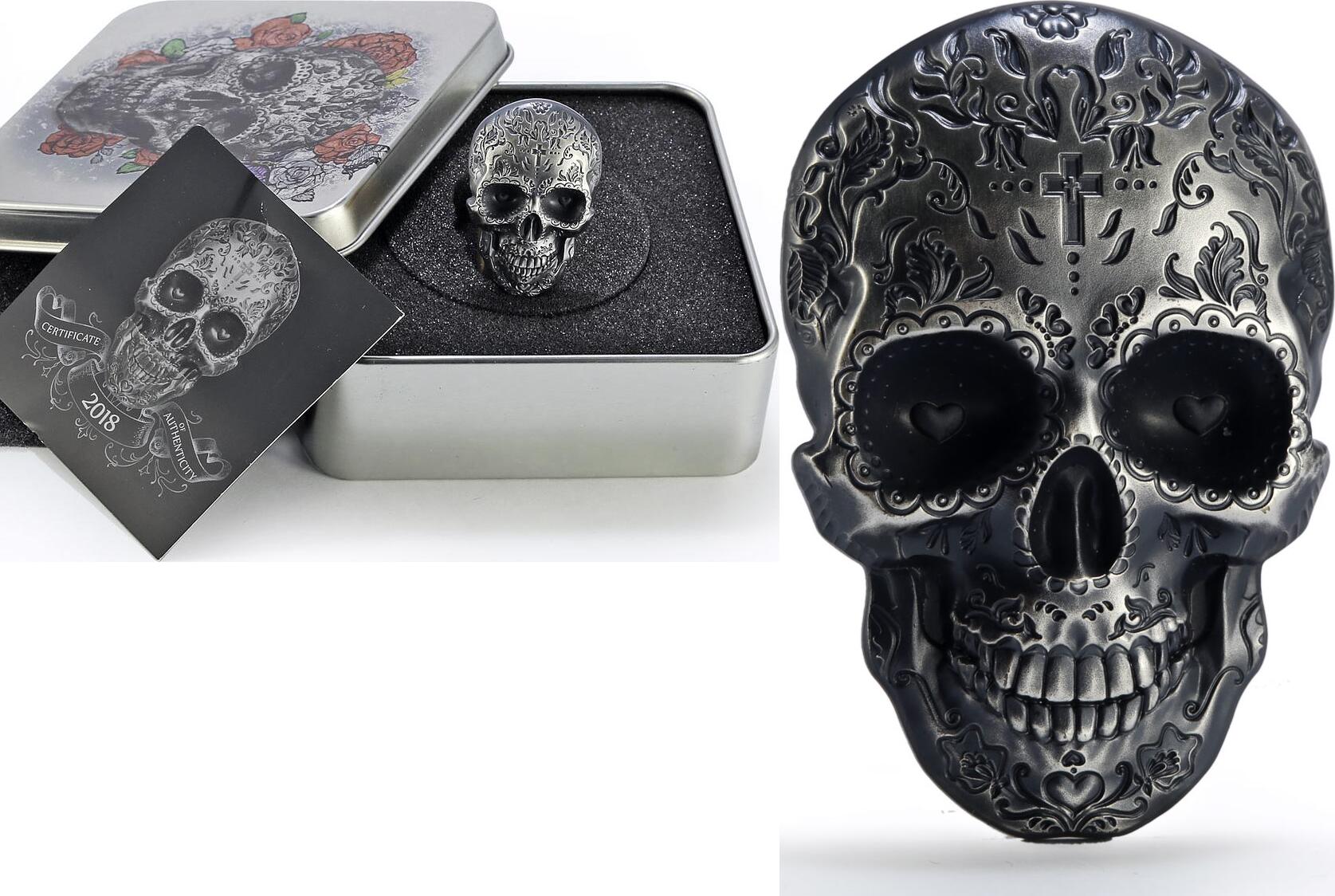 Palau 5 dollar Dia Muertos Day of the Dead La Catrina Skull silver coin ...