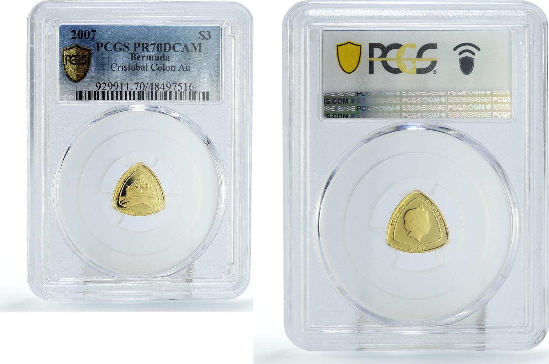 Bermuda 3 dollars Shipwrecks Cristobal Colon Steam Ship PR70 PCGS gold ...