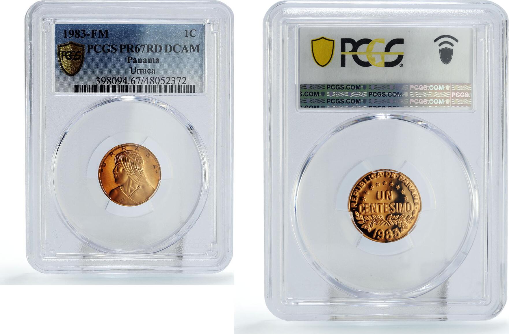 1 sentesimo Panama 1 centesimo Regular Coinage Urraca KM-22 PR67 PCGS ...