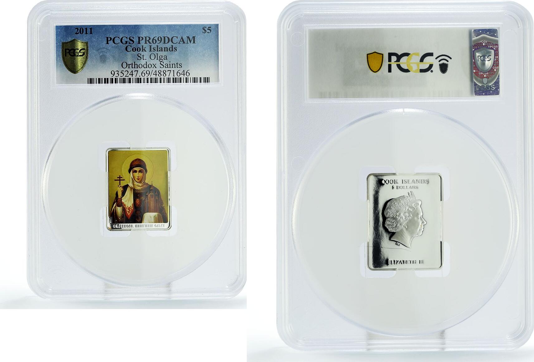 Cook Islands 5 dollars Orthodox Saints Patrons Olga PR69 PCGS silver ...