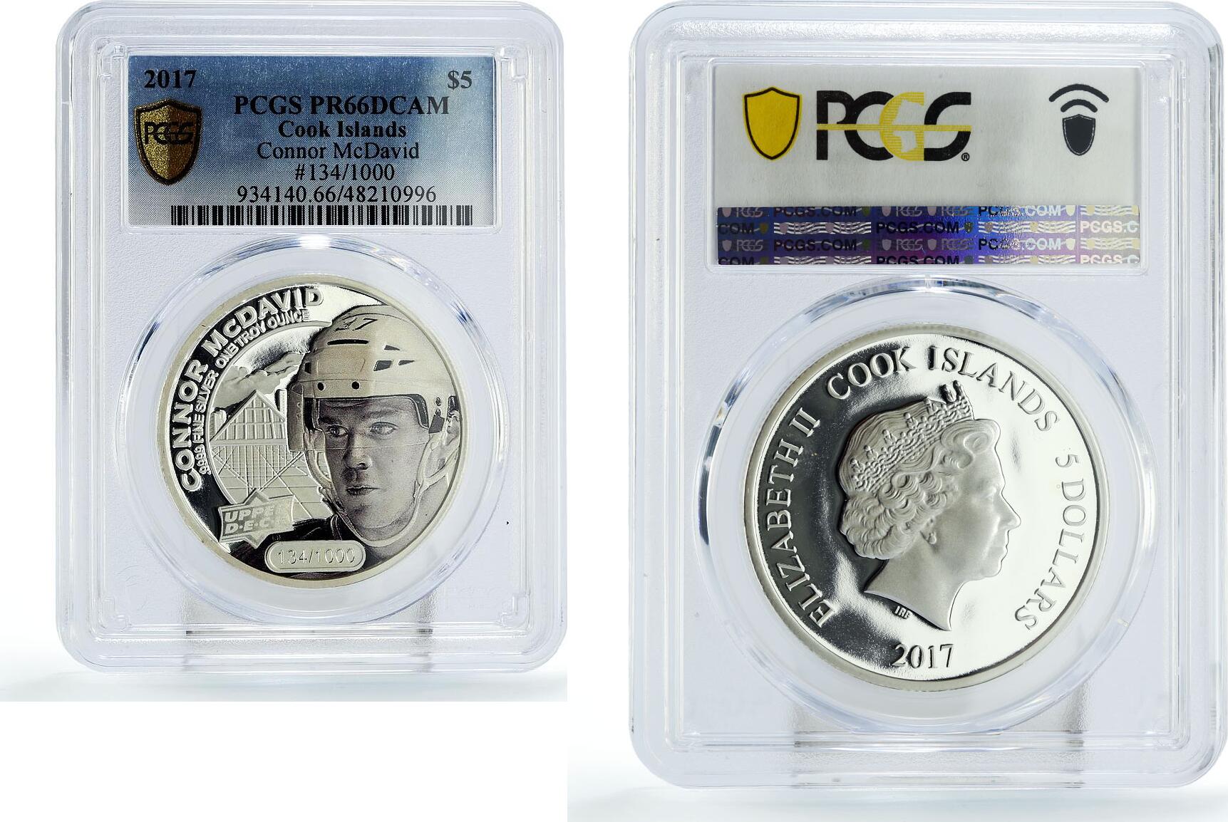 Cook Islands 5 dollars Upper Deck Connor McDavid Hockey PR66 PCGS ...