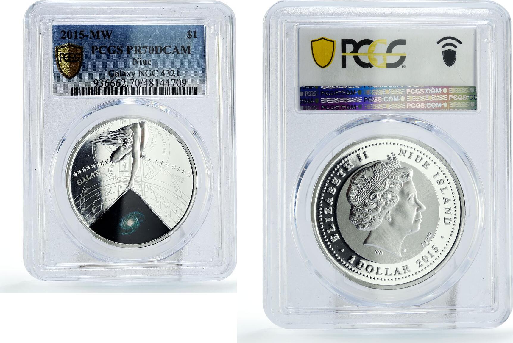 Niue 1 dollar Galaxies NGC Galaxy Space PR70 PCGS silver coin 2015 ...
