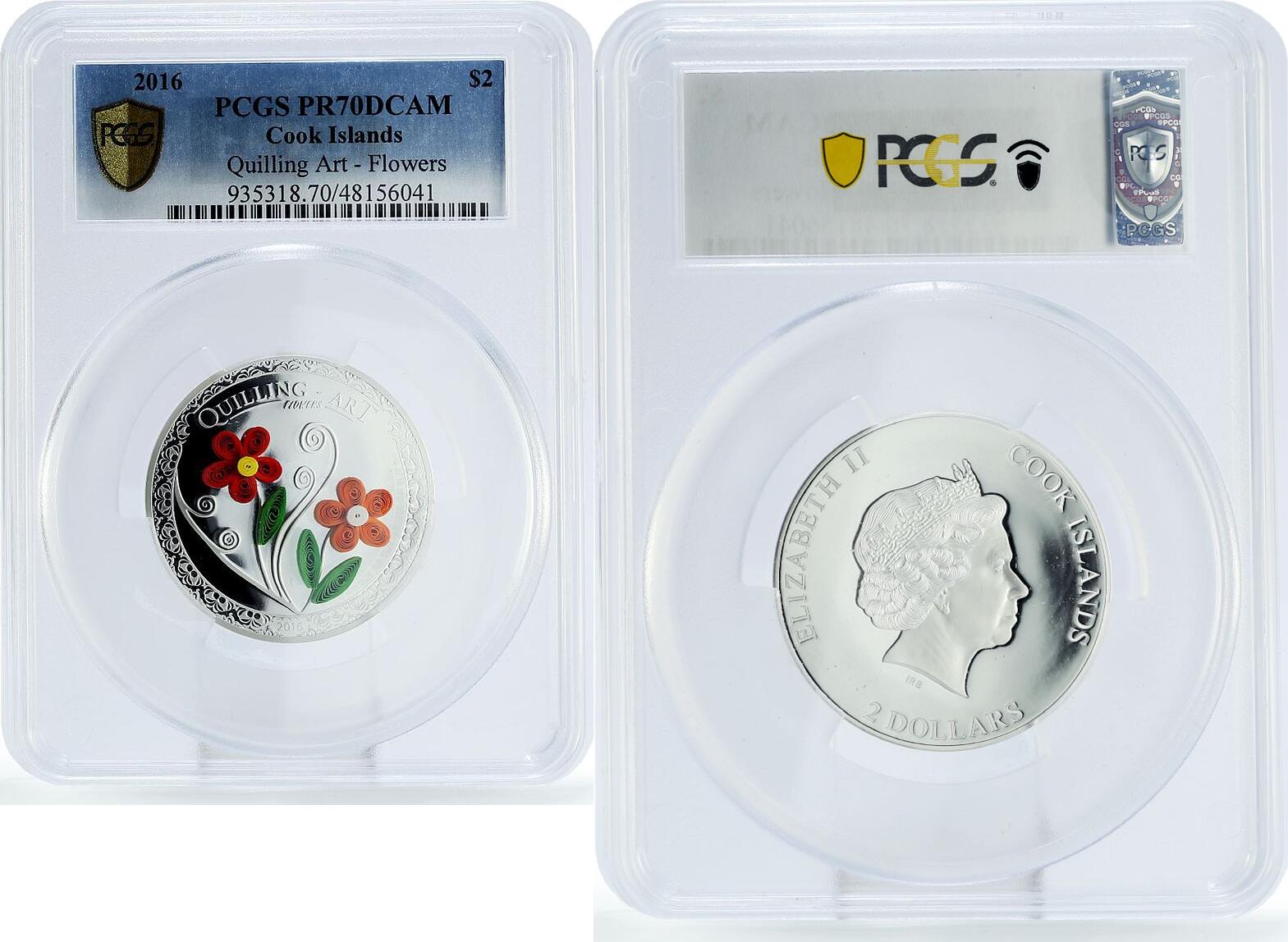 2012 Cook Islands 2 dollars Crafts Quilling Art Flowers PR70 PCGS ...
