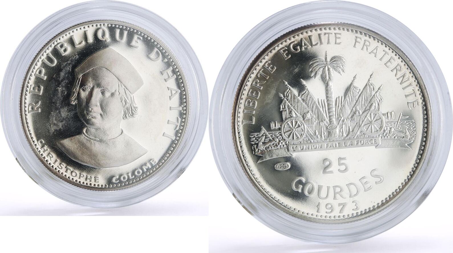 Haiti 25 gourdes Christophe Colomb Christopher Columbus proof silver ...