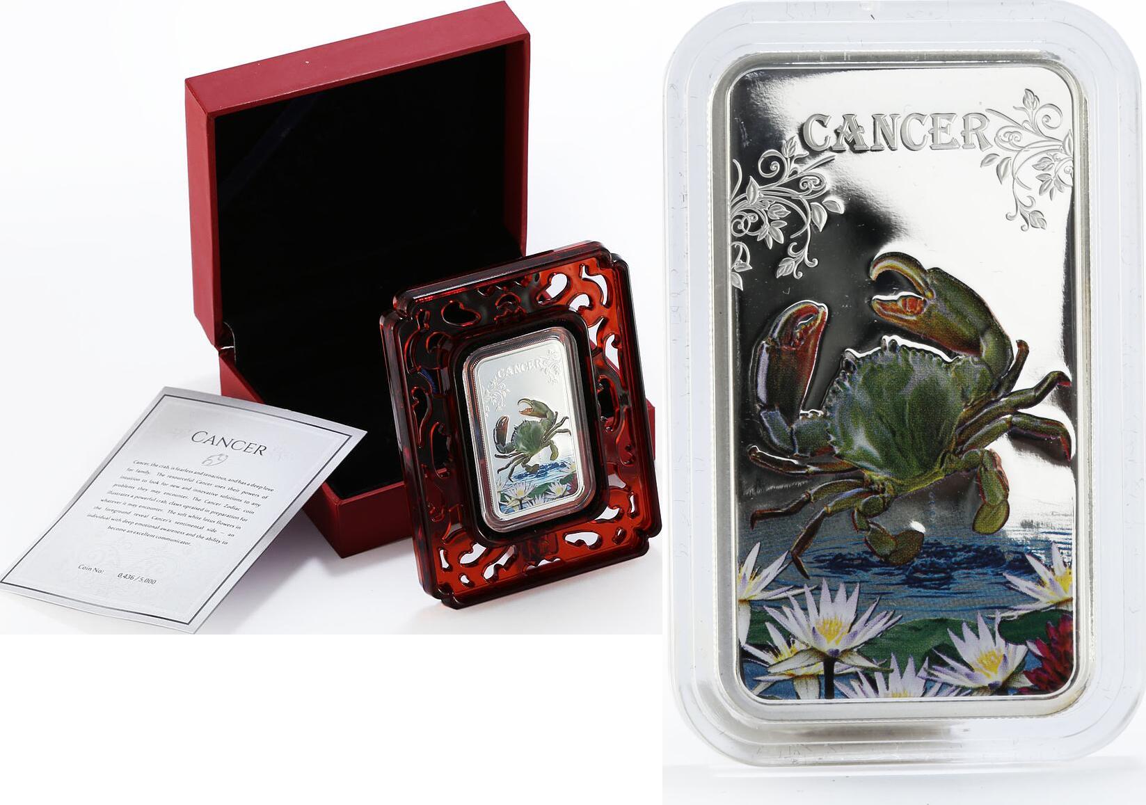 Cook Islands 1 dollar Zodiac Series Cancer Crab colored proof silver ...
