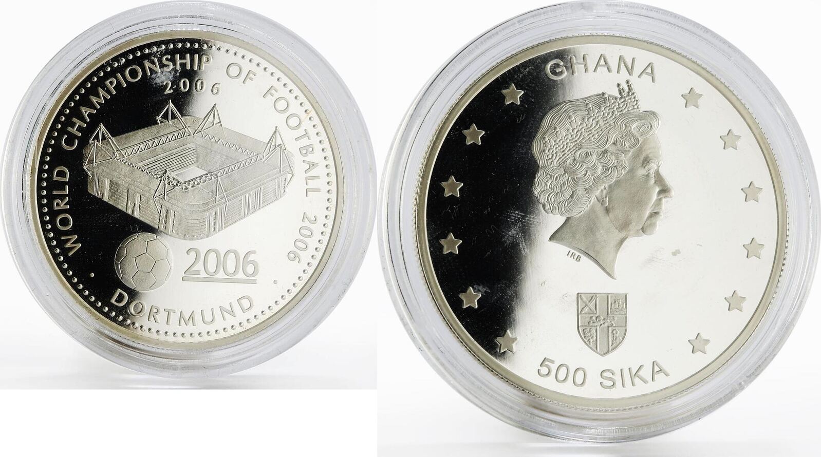 Ghana 500 sika World Championship of Football Dortmund Stadium silver ...