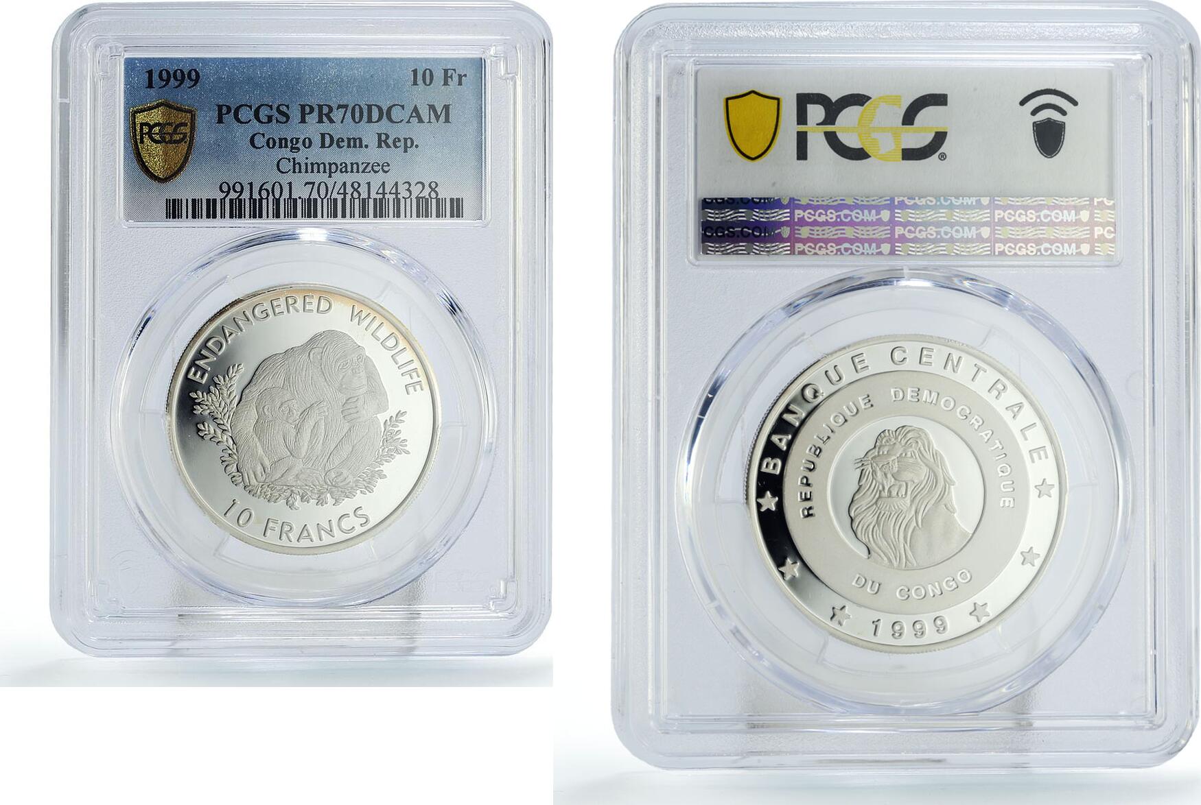 Democratic Republic of the Congo Congo 10 francs Conservation Wildlife ...