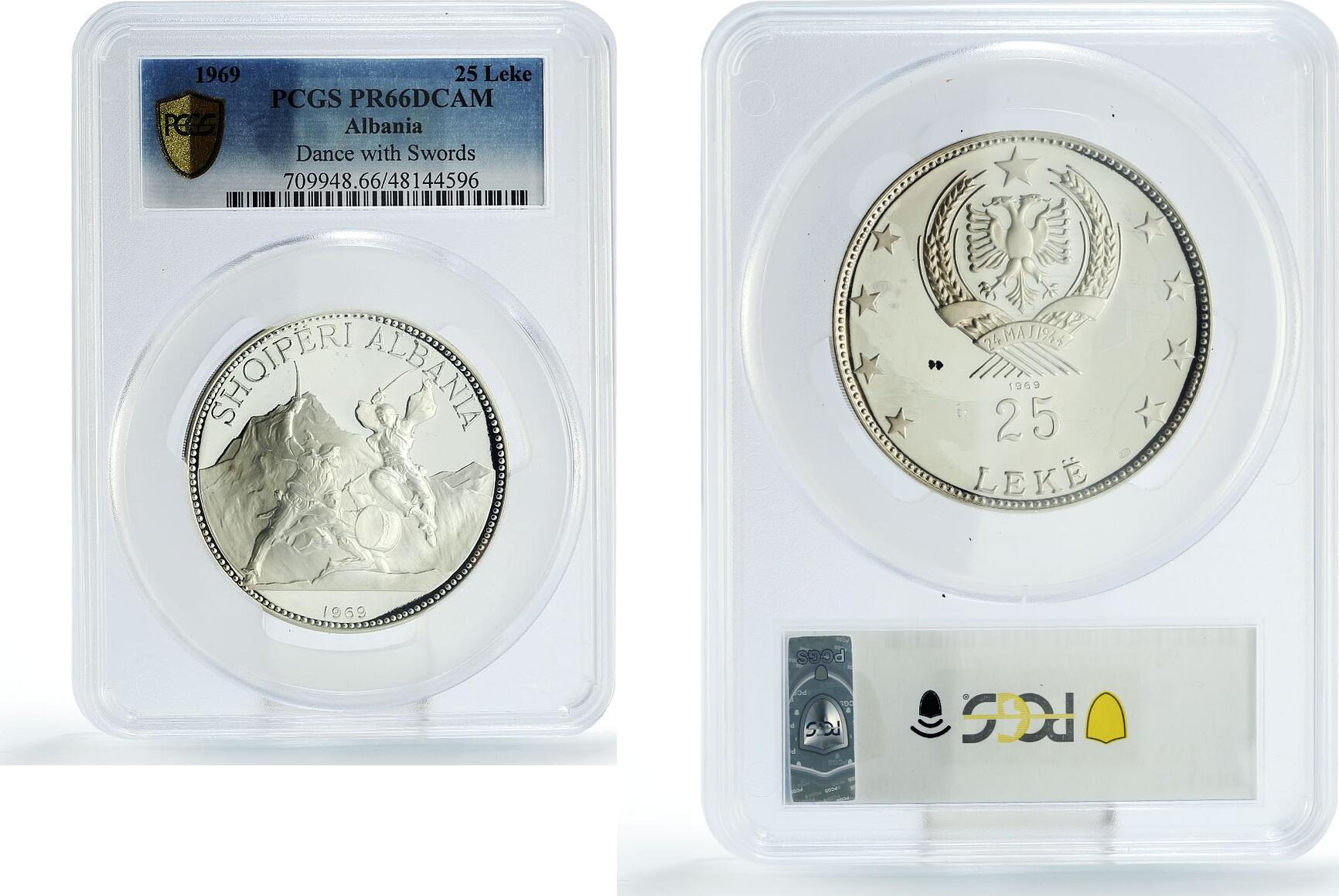 Albania 25 leke Skanderbeg Death Dance with Swords PR66 PCGS silver ...