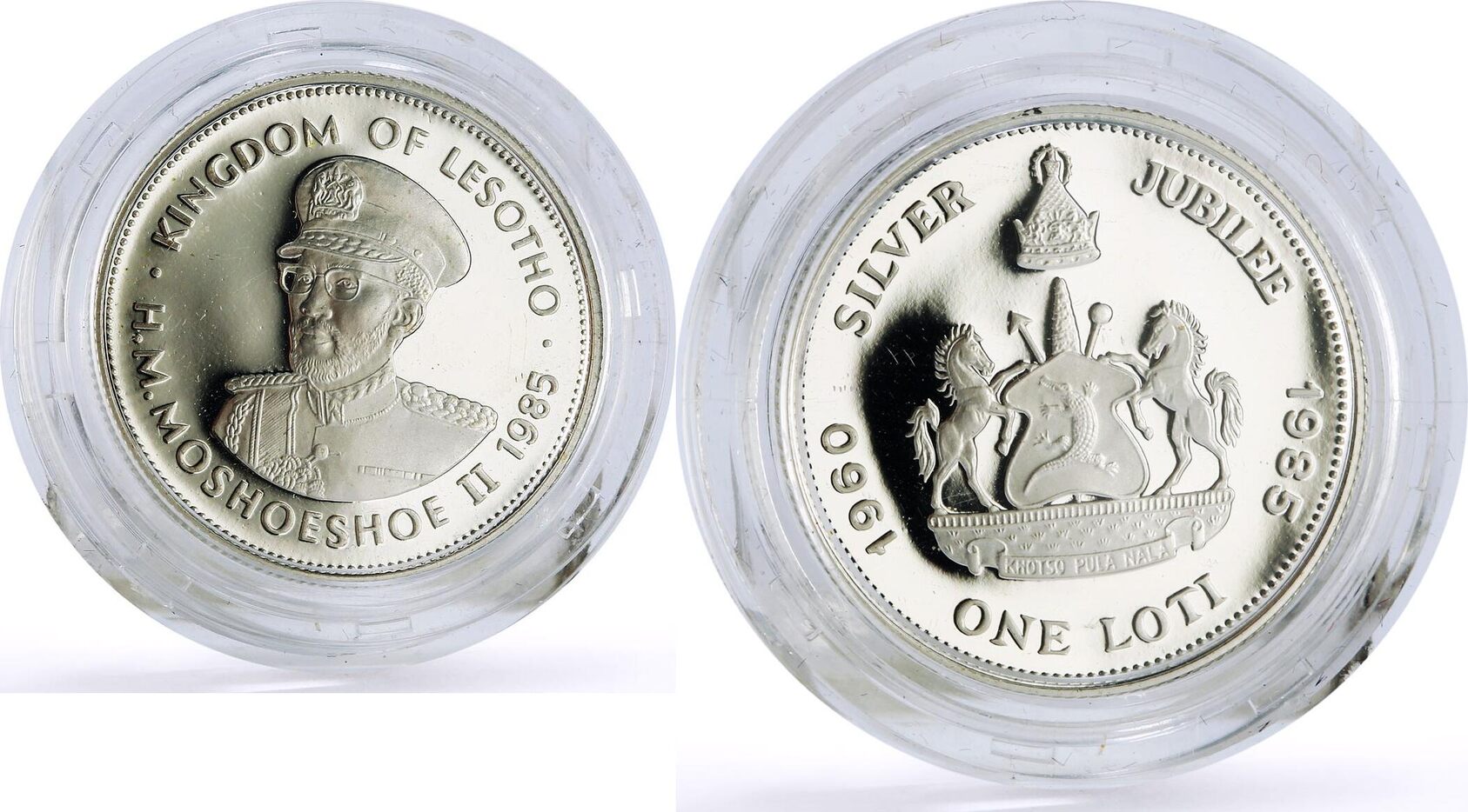 Lesotho 1 loti King Moshoeshoe II Jubilee Politics proof silver coin ...