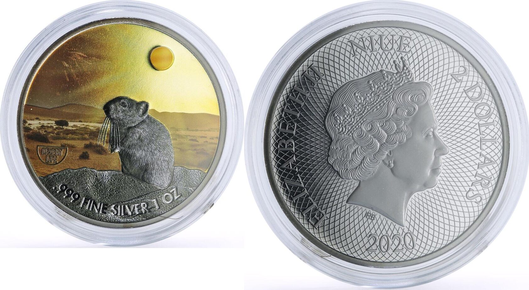 Niue 2 dollars Conservation Wildlife Gerbil Jerboa Desert Fauna silver ...