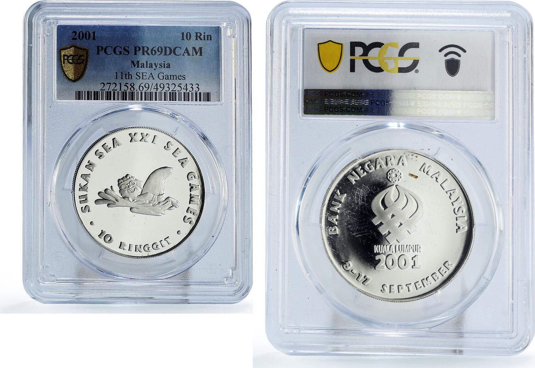 Malaysia 10 ringgit 11th South Asian Olympic Games PR69 PCGS silver ...