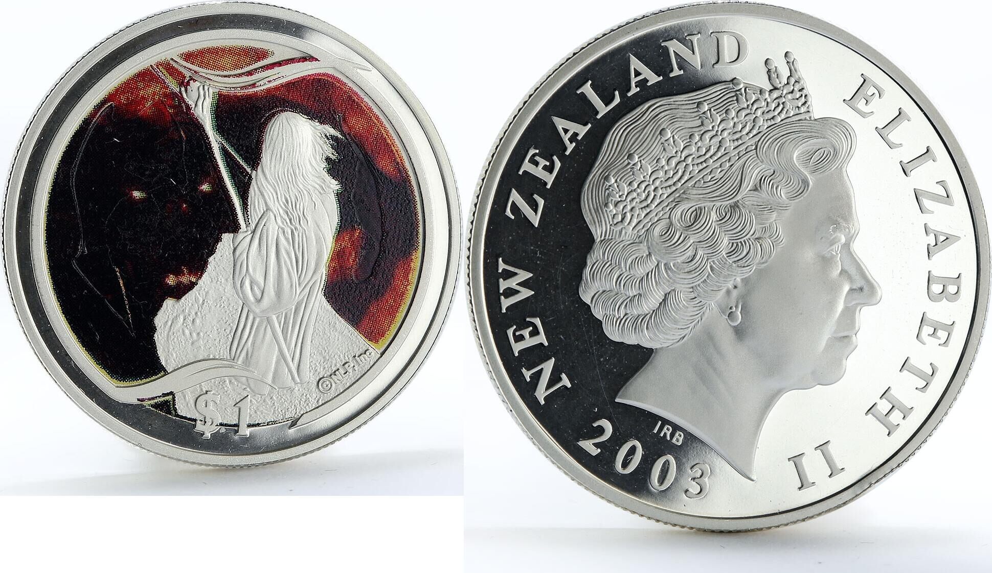 New Zealand 1 dollar Bridge of Kazad-Dum colored silver coin 2003 Proof ...