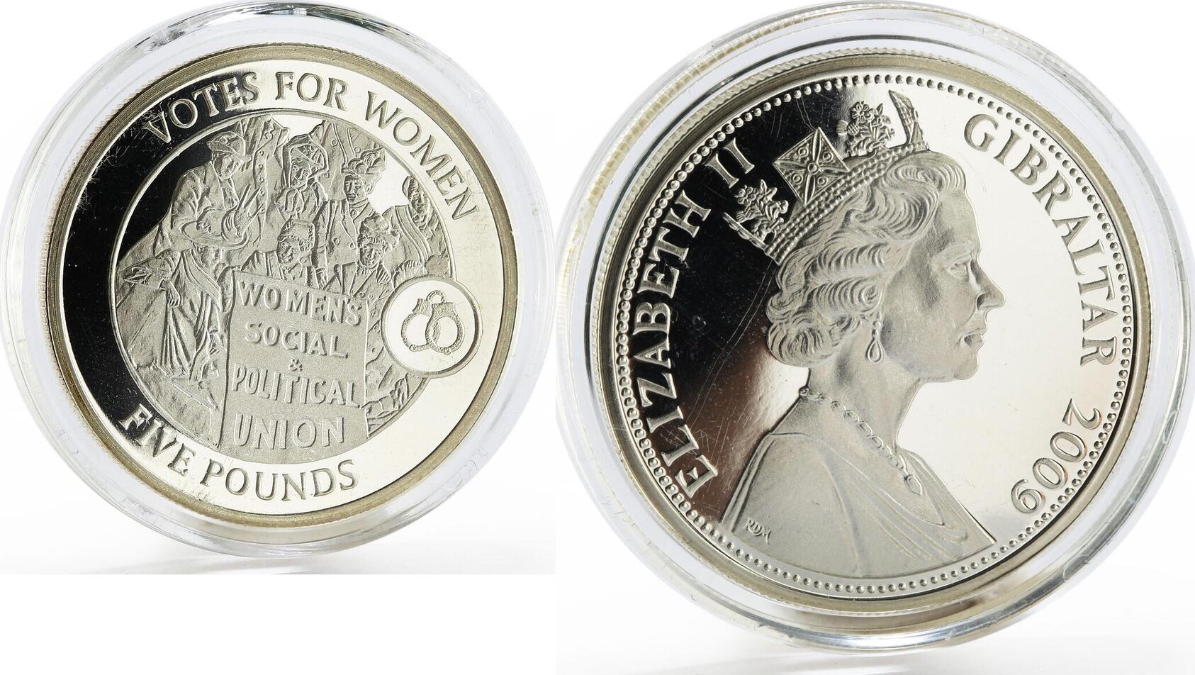 Gibraltar 5 pounds WSPU series Votes for Women proof silver coin 2009 ...