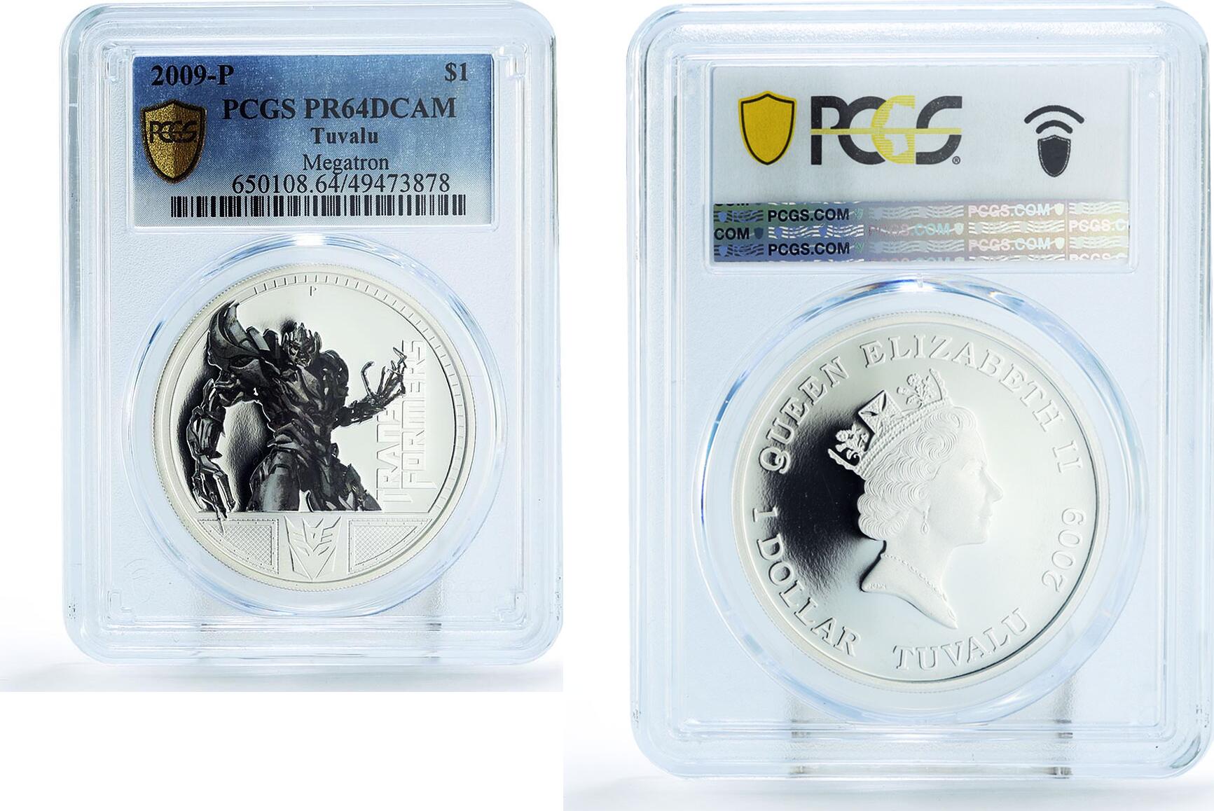 Tuvalu 1 dollar Transformers Megatron Movies Cinema PR64 PCGS silver ...