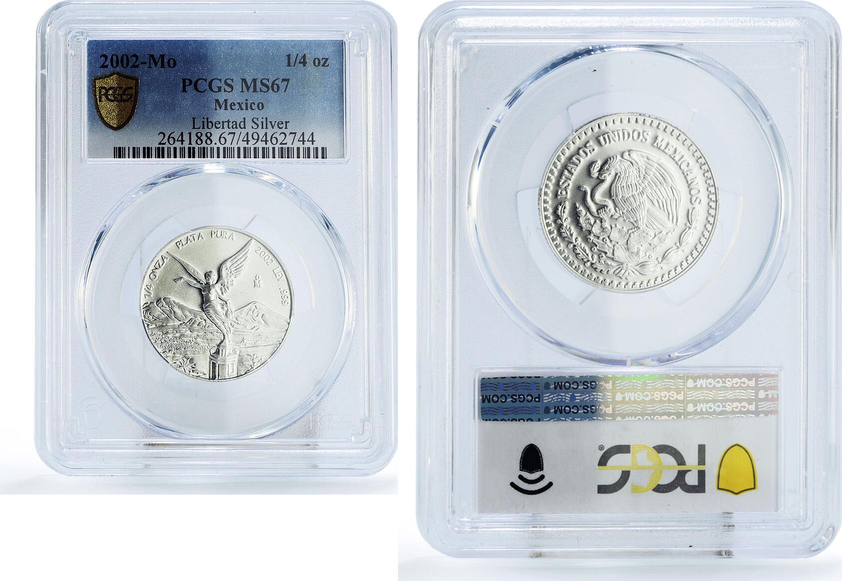 Mexico 1/4 onza Libertad Angel of Independence MS67 PCGS silver coin ...