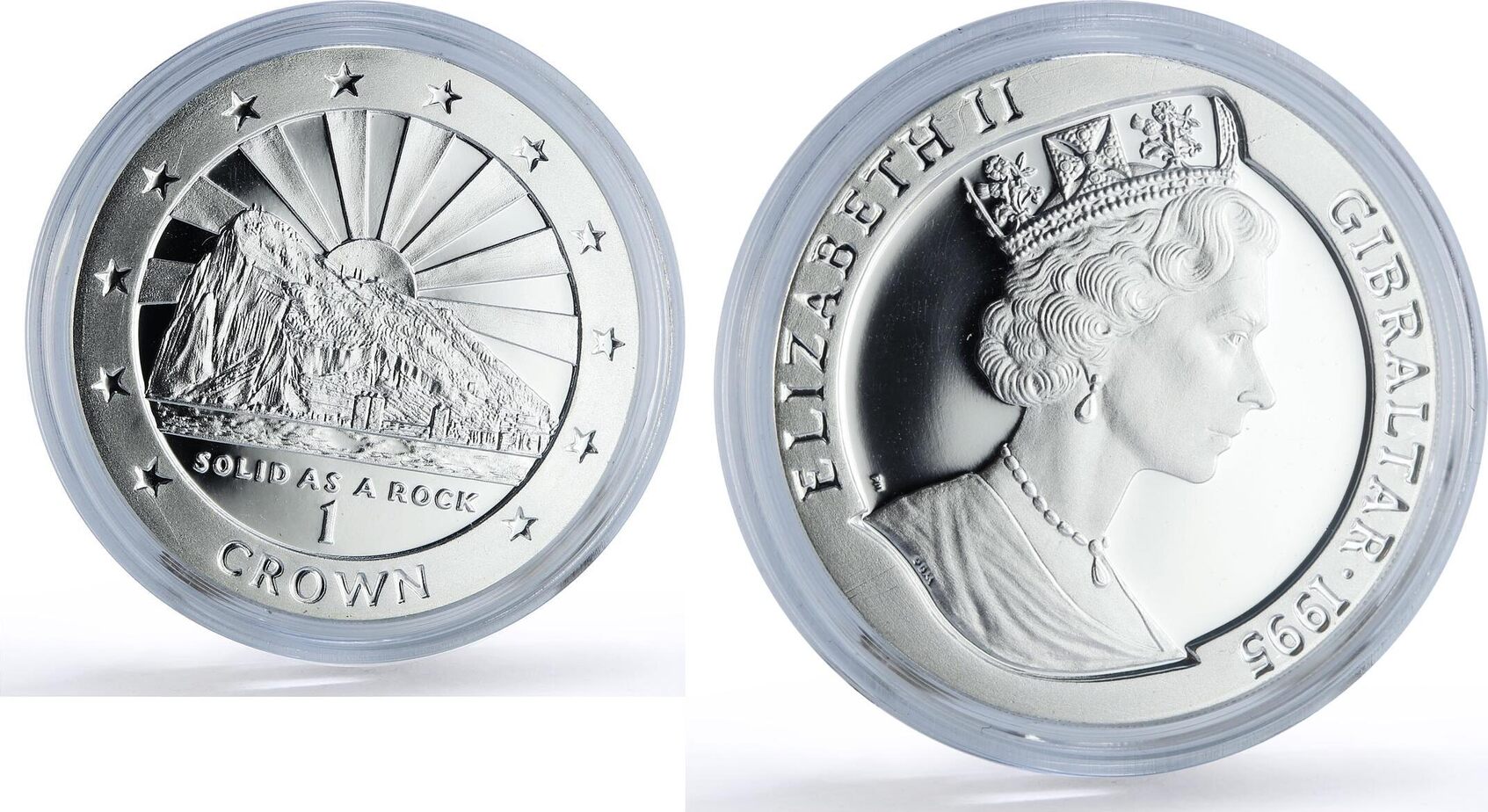 Gibraltar 1 crown Solid As Rock City Landscape Rising Sun proof silver ...