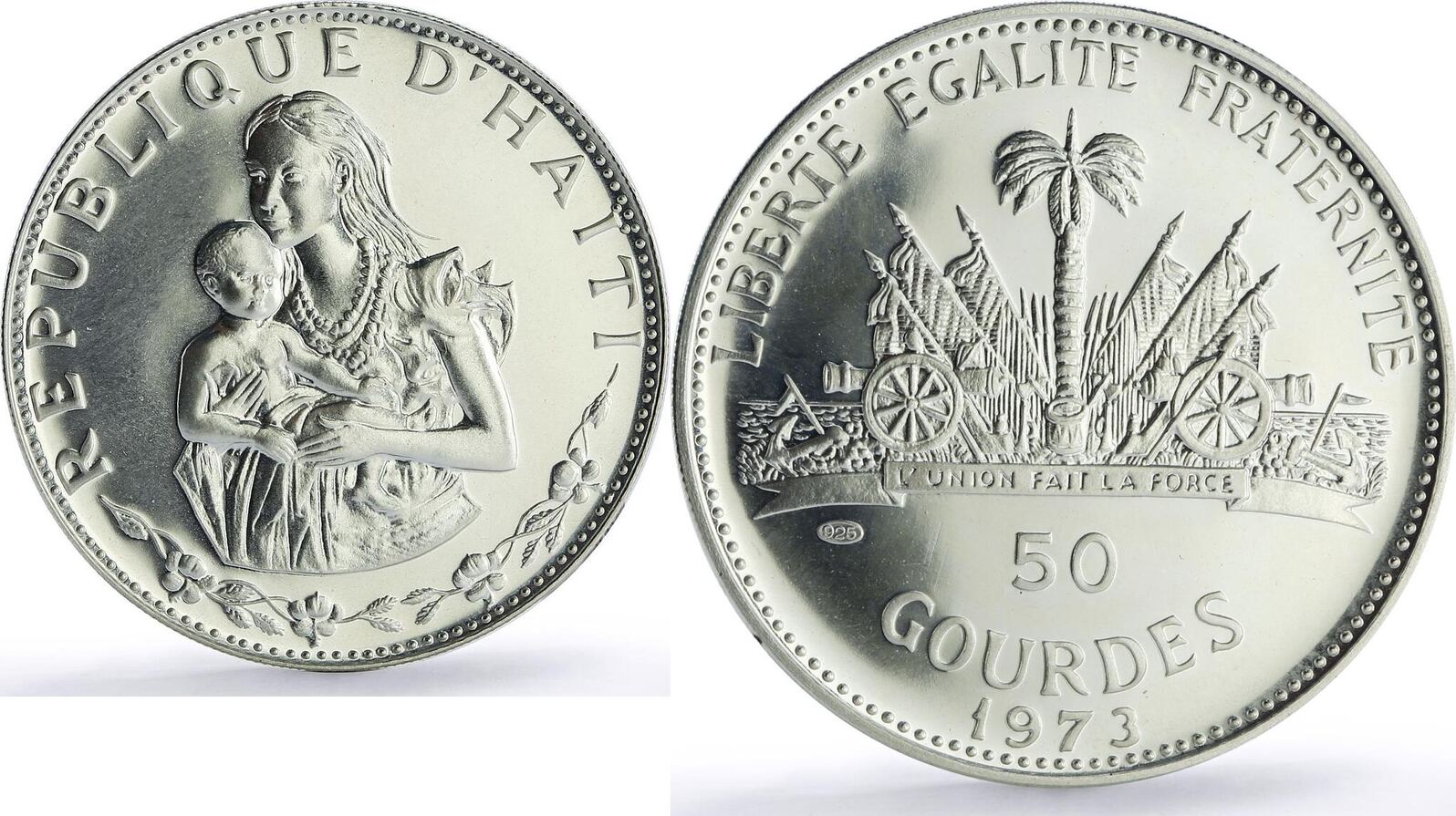 Haiti 50 gourdes Mother with Child proof silver coin 1973 | MA-Shops