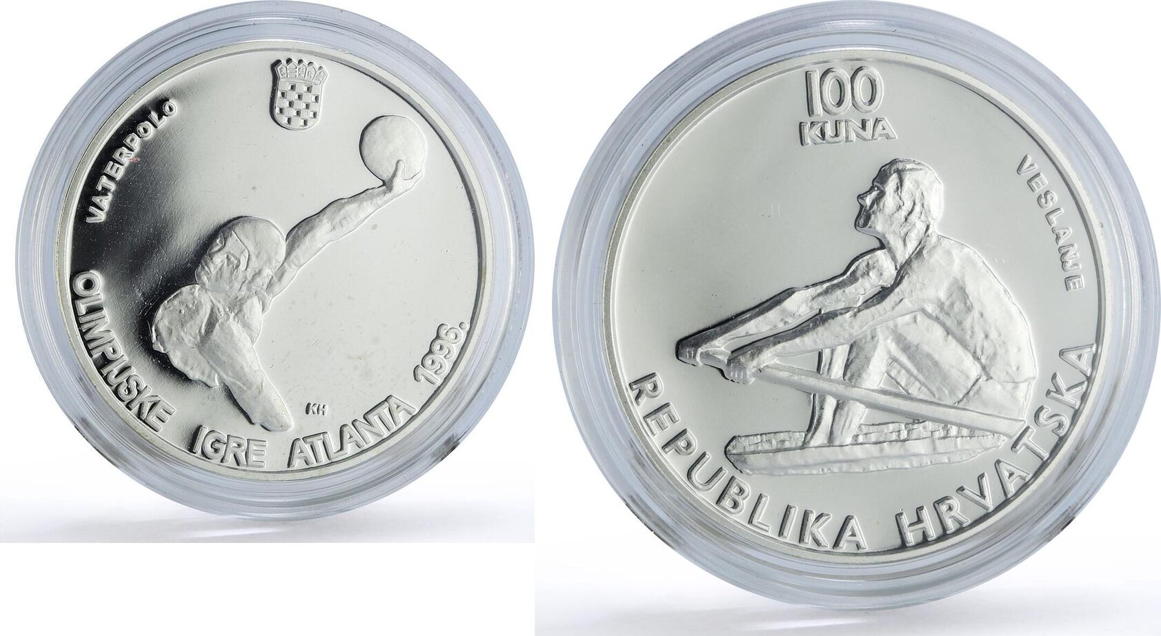 Croatia 100 kuna Atlanta Olympic Games Waterpolo Rowing proof silver ...