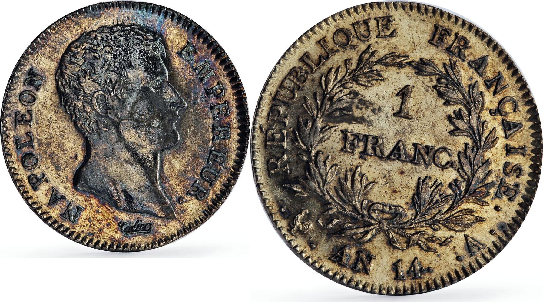 France 1 franc Republic Napoleon I Coinage Paris Mint KM-656 silver ...