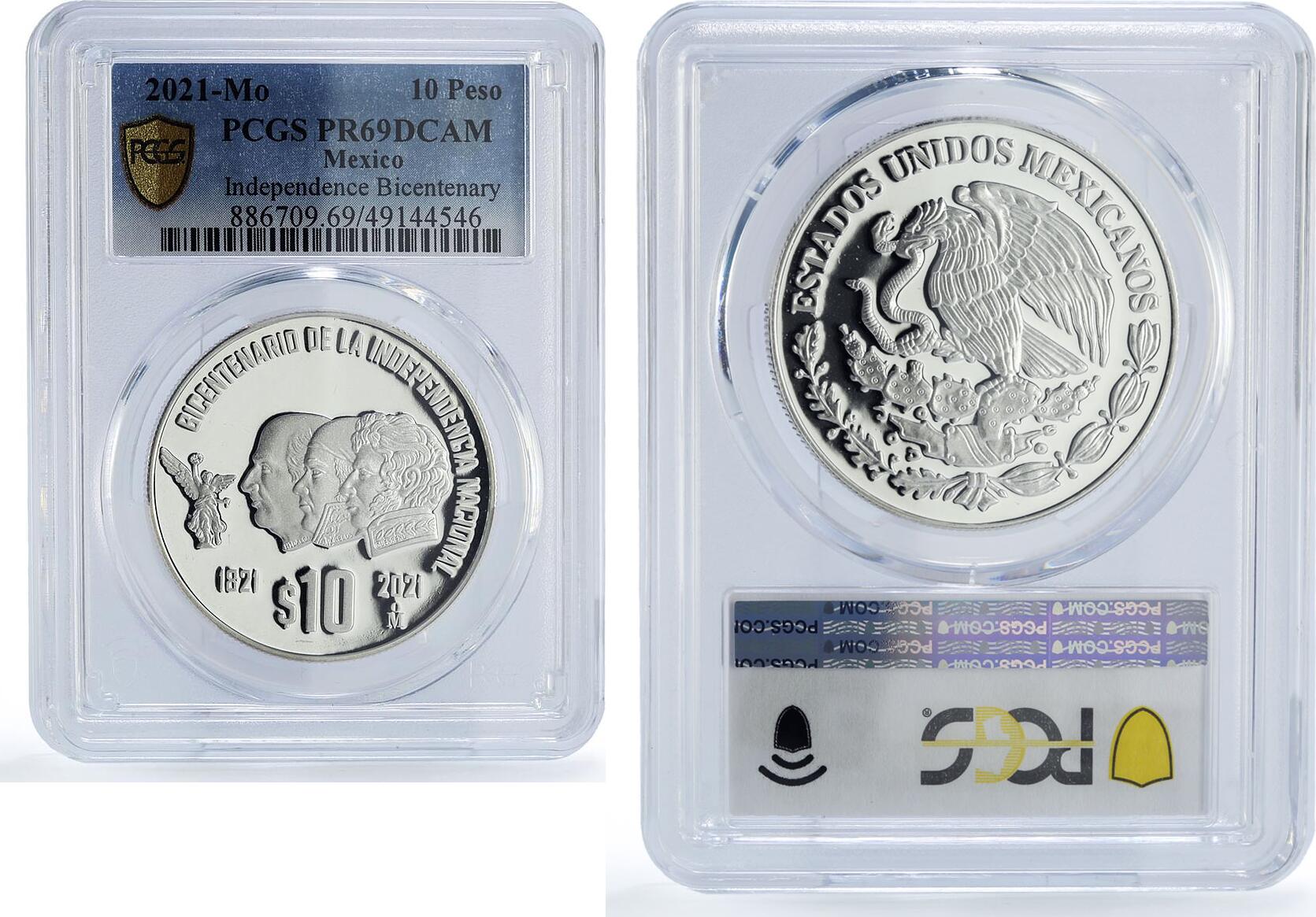 Mexico 10 pesos Independence Bicentennial Libertad PR69 PCGS silver ...