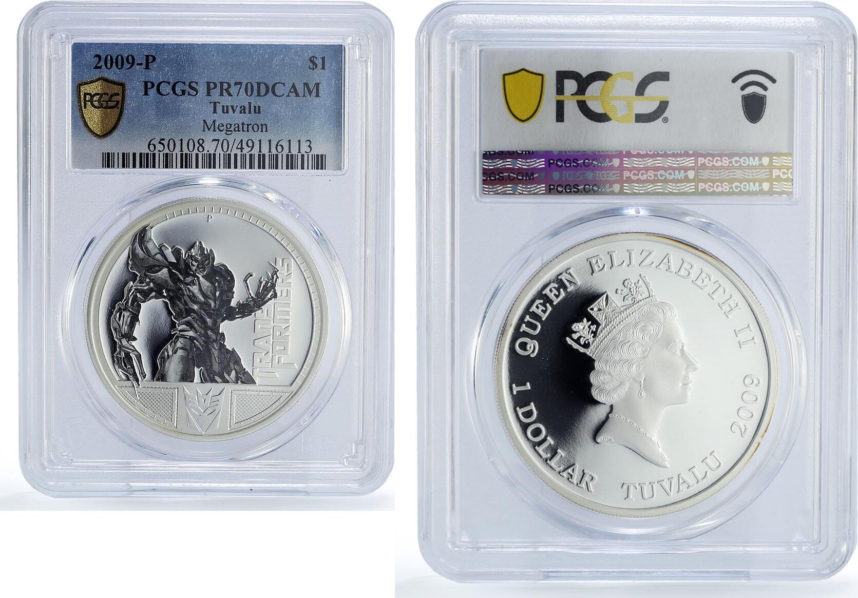 Tuvalu 1 dollar Transformers Megatron Movies Cinema PR70 PCGS silver ...