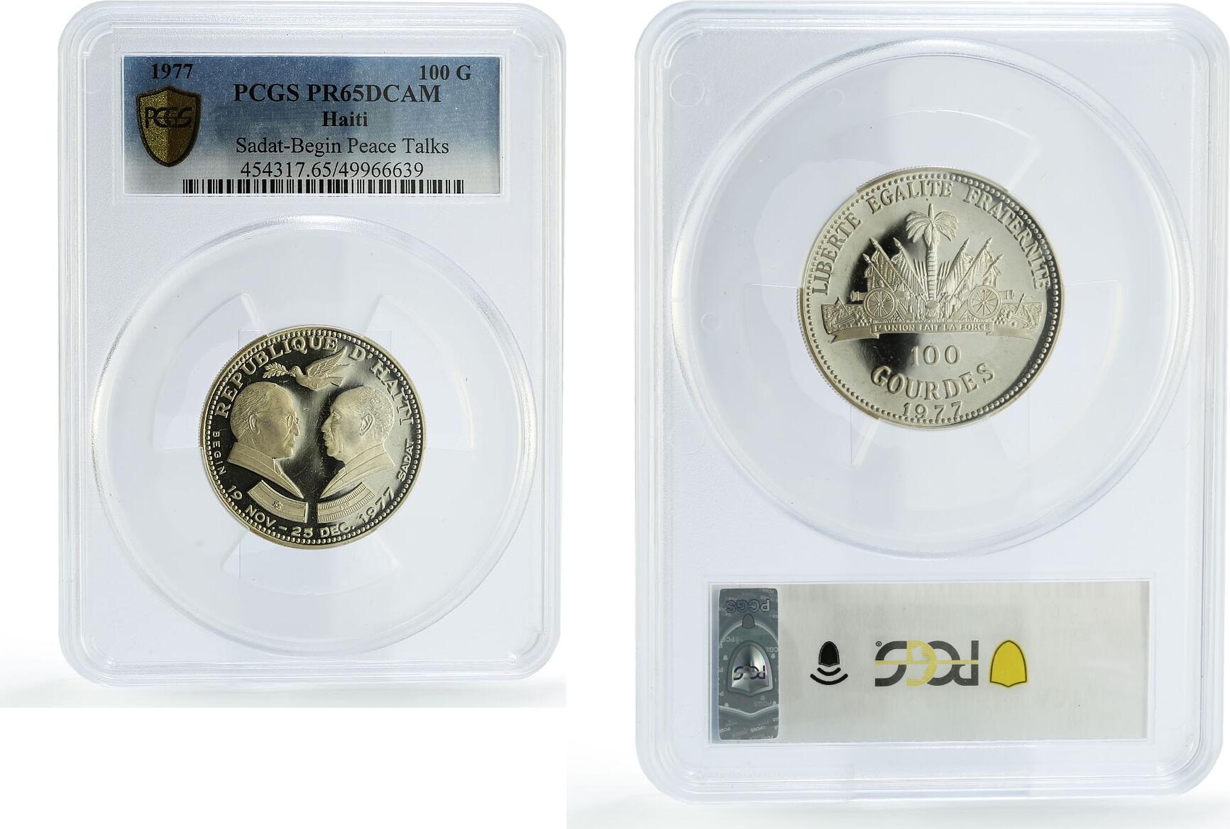 Haiti 100 gourdes Sadat Begin Peace Talks Politics PR65 PCGS silver ...