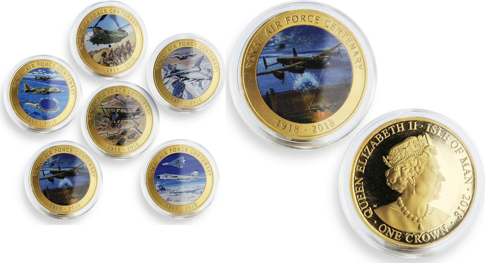 1 crown Isle of Man set of 6 coins Royal Air Force Centenary gilded ...