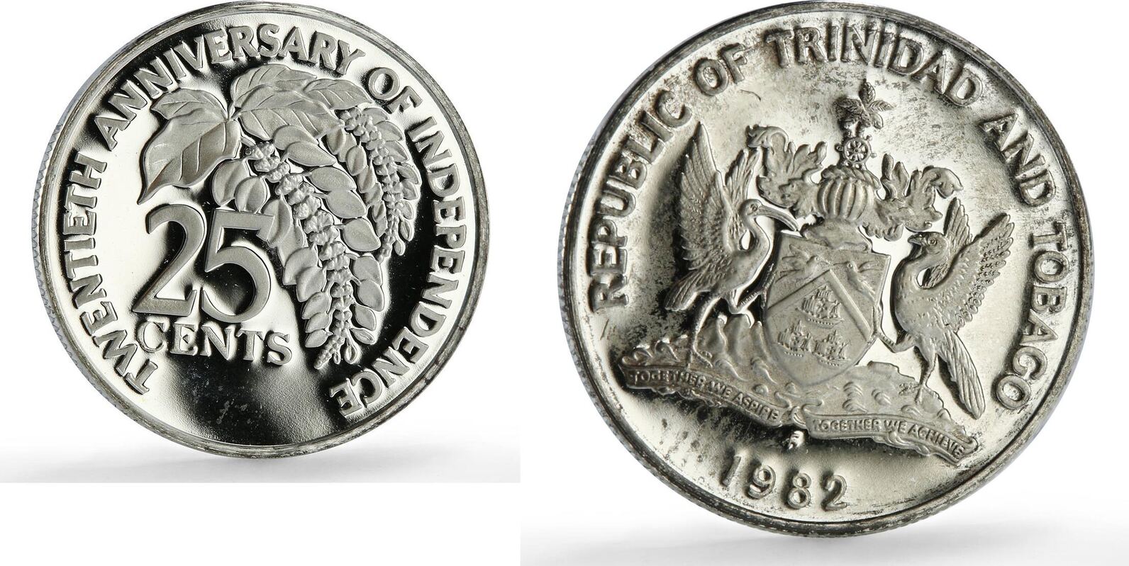 Trinidad and Tobago 25 cents Independence Anniversary Flower proof ...