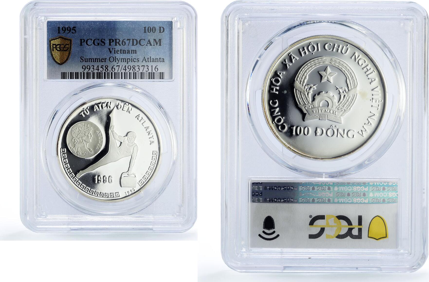 Vietnam 100 dong Atlanta Olympic Games Gymnast PR67 PCGS silver coin ...