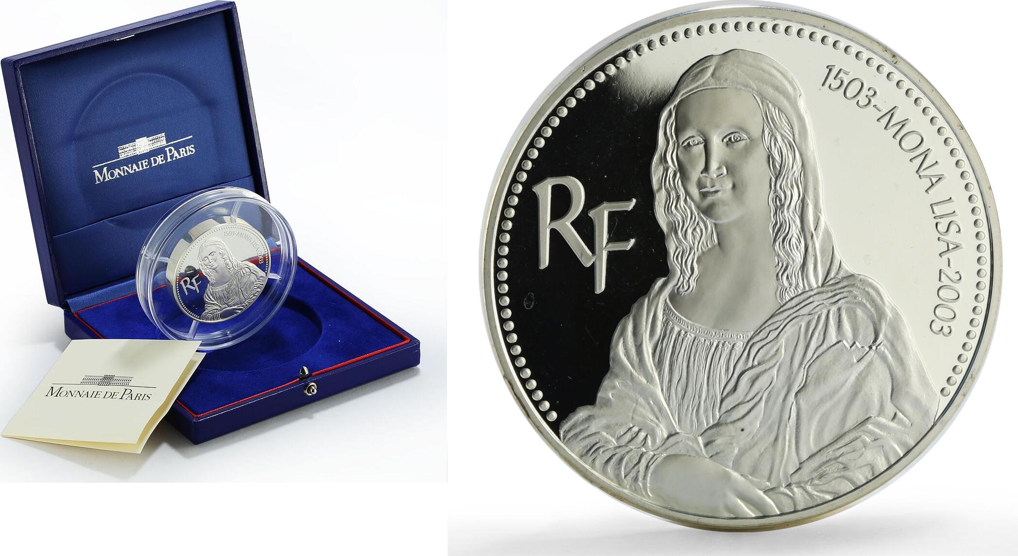 France 20 euro Mona Lisa Da Vinci Painters Art 5 oz proof silver coin ...