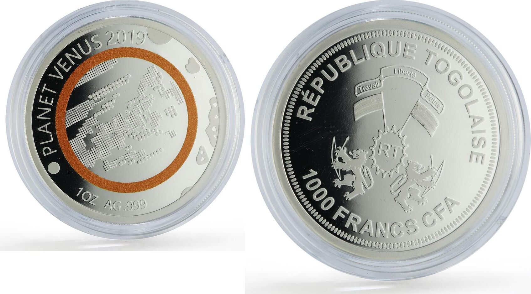 Togo 1000 francs Venus Solar System Planets Space proof silver coin ...