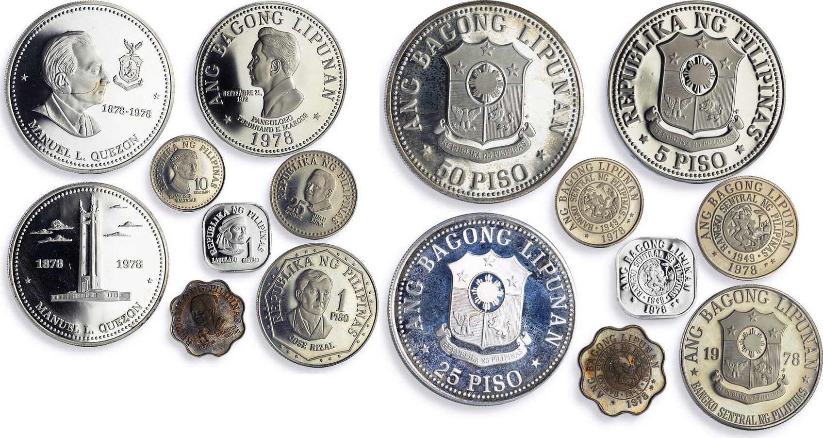 50 piso Philippines Various Set Republic Coinage Commemorative Quezon ...