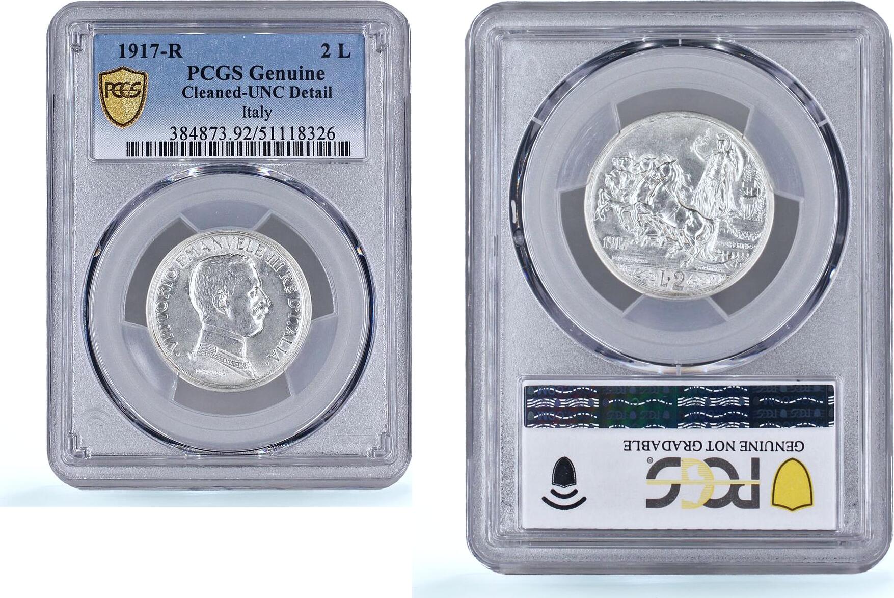 Italy 2 lire King Victor Emmanuel III Coinage KM-55 UNC PCGS silver ...