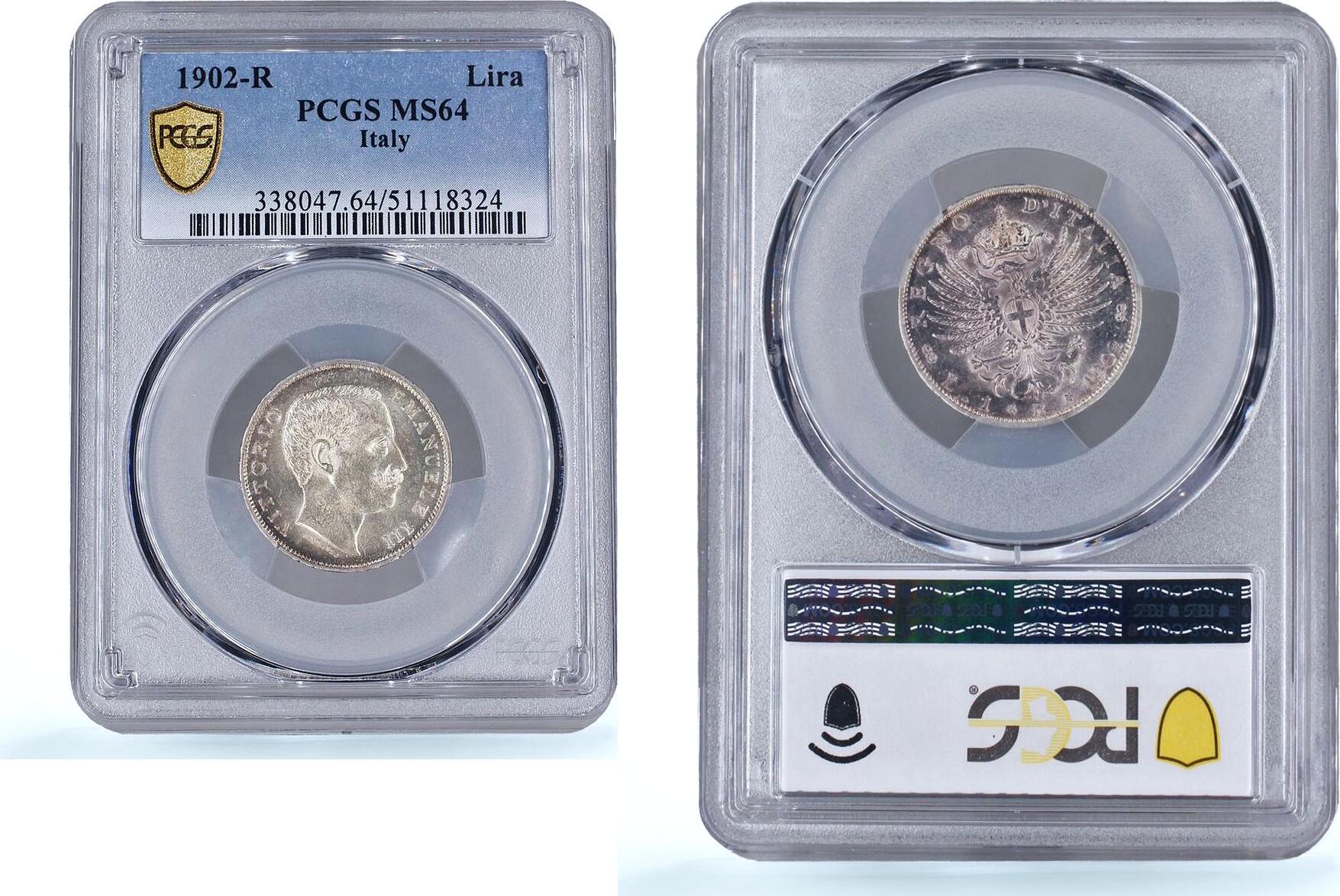 Italy 1 lira King Victor Emmanuel III Coinage KM-32 MS64 PCGS silver ...