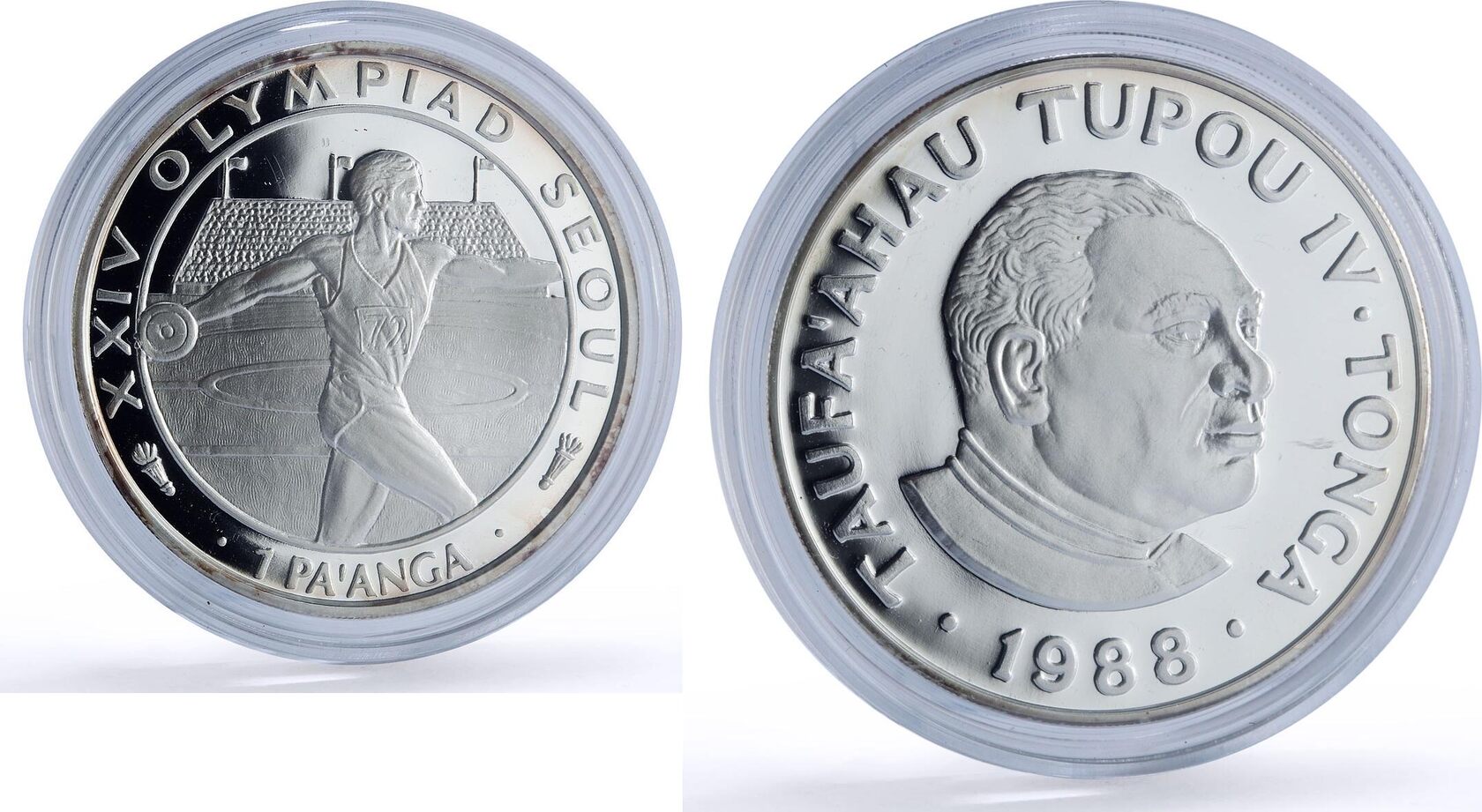 Tonga 1 paanga Discus Throw Seoul Olympic Games Sports proof silver ...