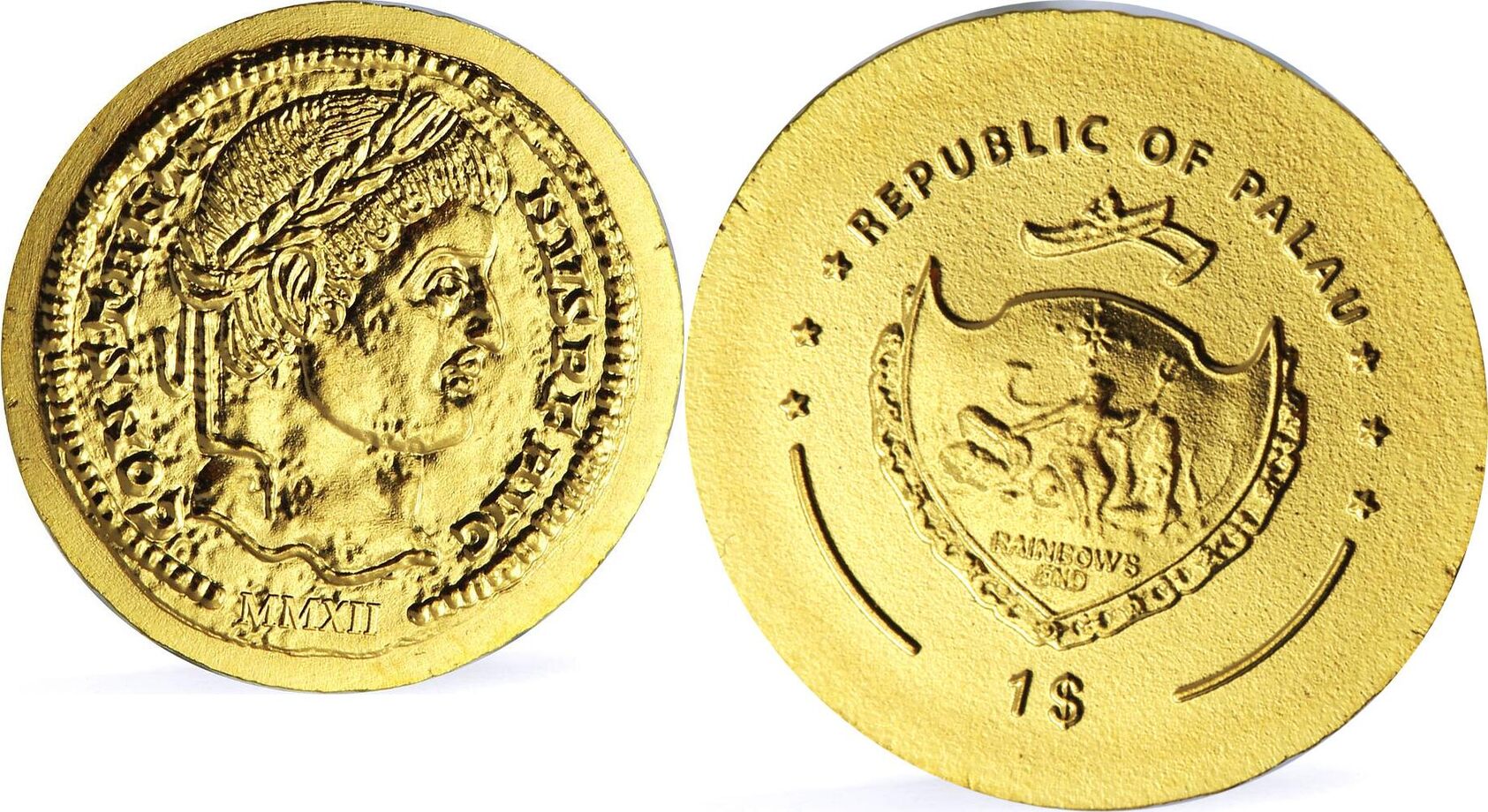 Palau 1 dollar Constantine Solidus Roman Empire History gold coin 2012 ...