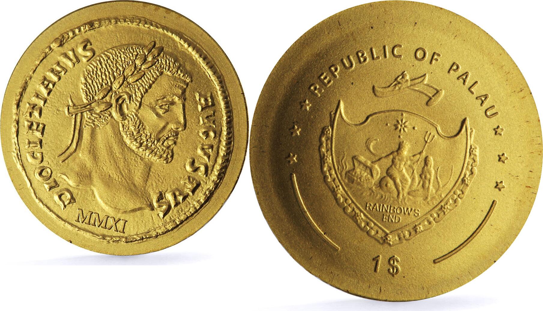 Palau 1 dollar Diocletian Aureus Roman Empire History gold coin 2011 BU ...