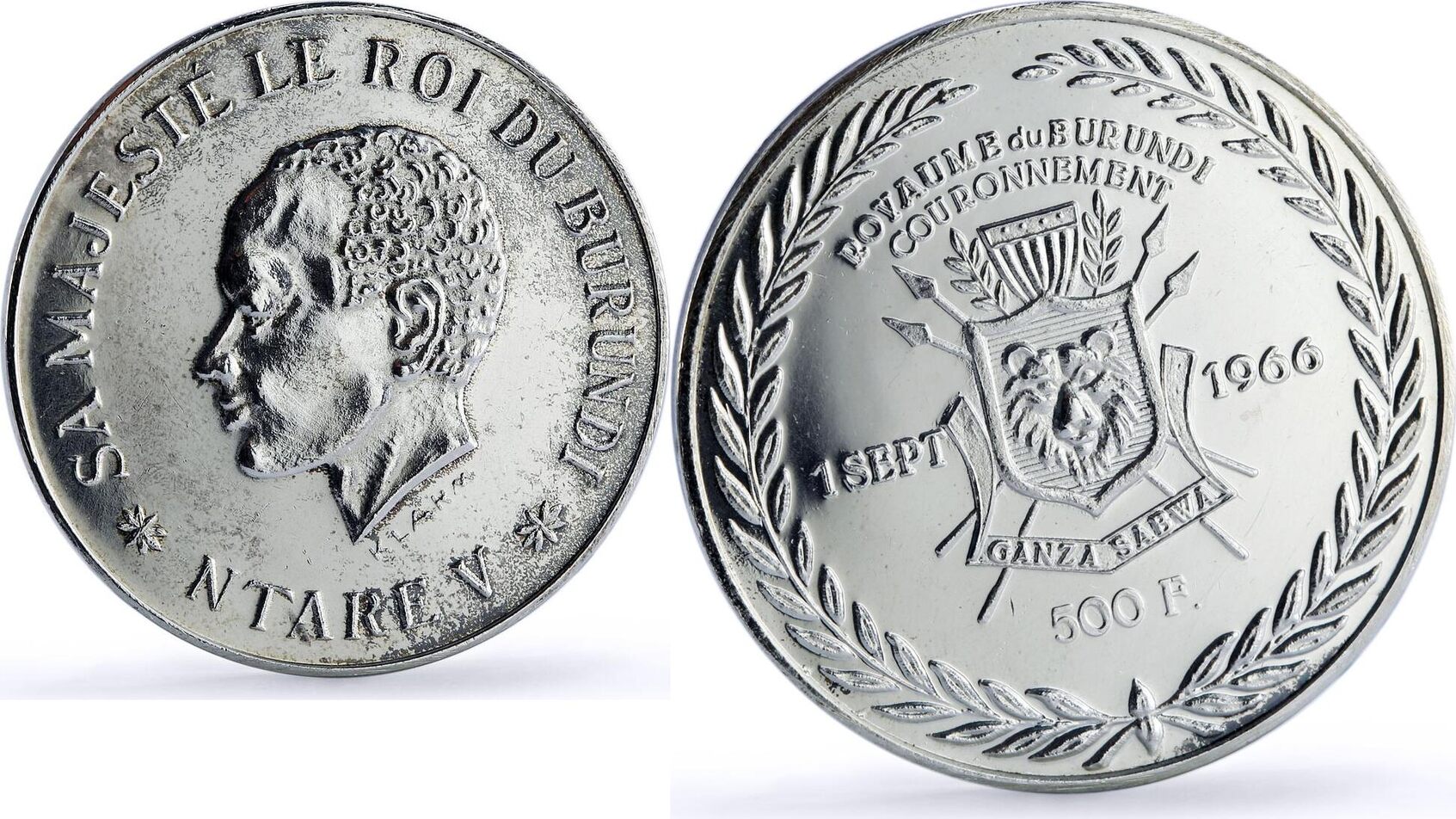 Burundi 500 francs King Ntare V Coronation History proof-like billon ...
