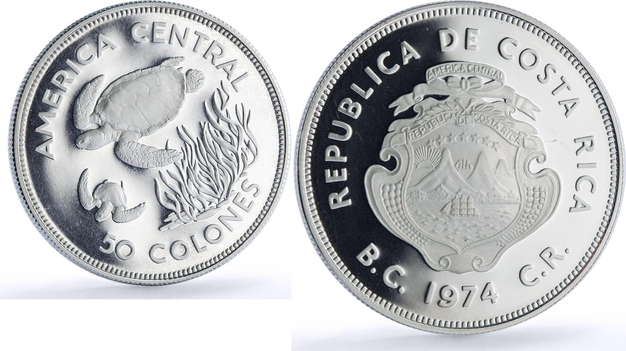 Costa Rica 50 colones Green Turtle Conservation KM-200a Fauna proof ...