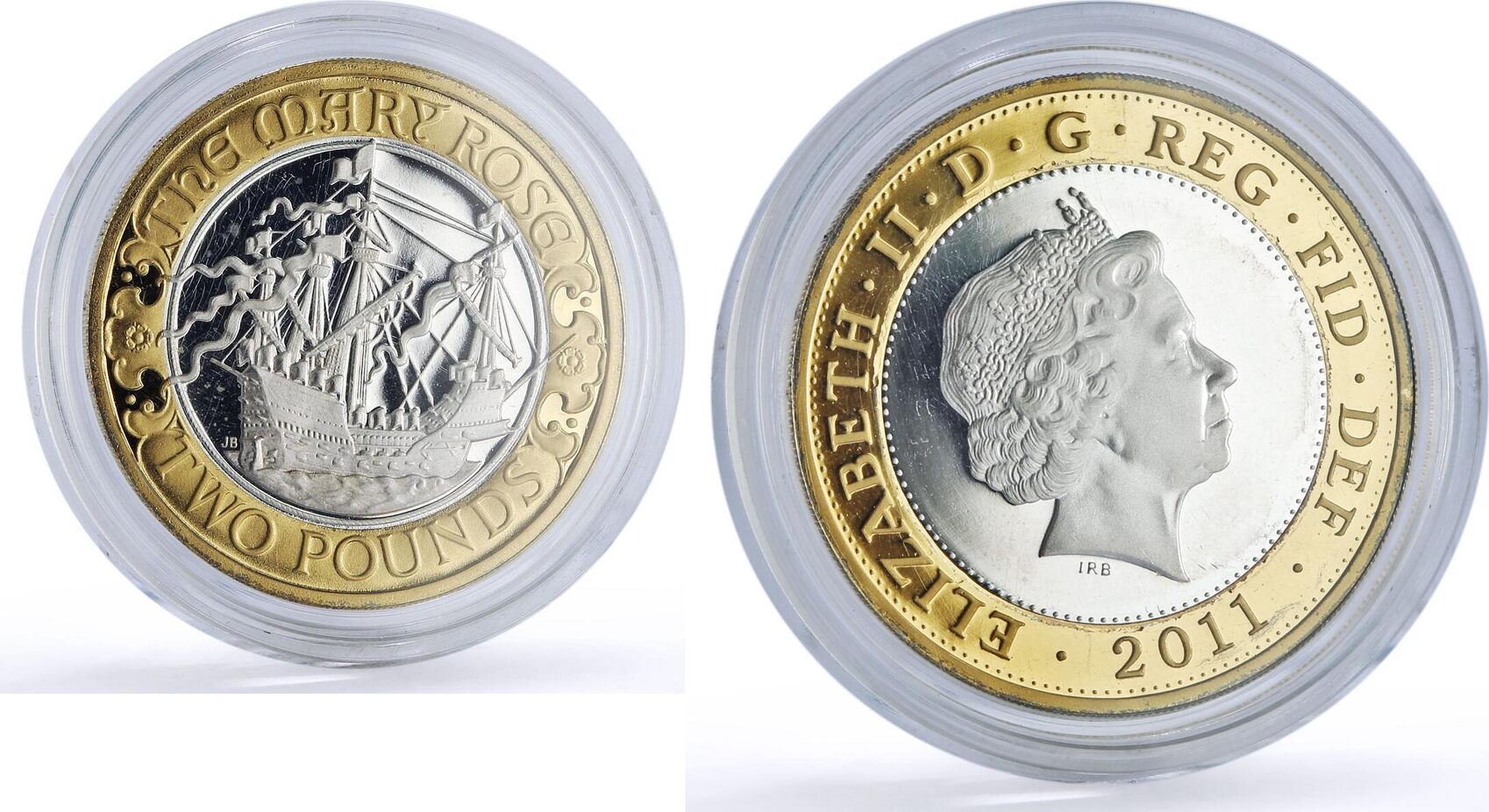 United Kingdom Great Britain 2 pounds Mary Rose KM-1199a Ship Clipper ...