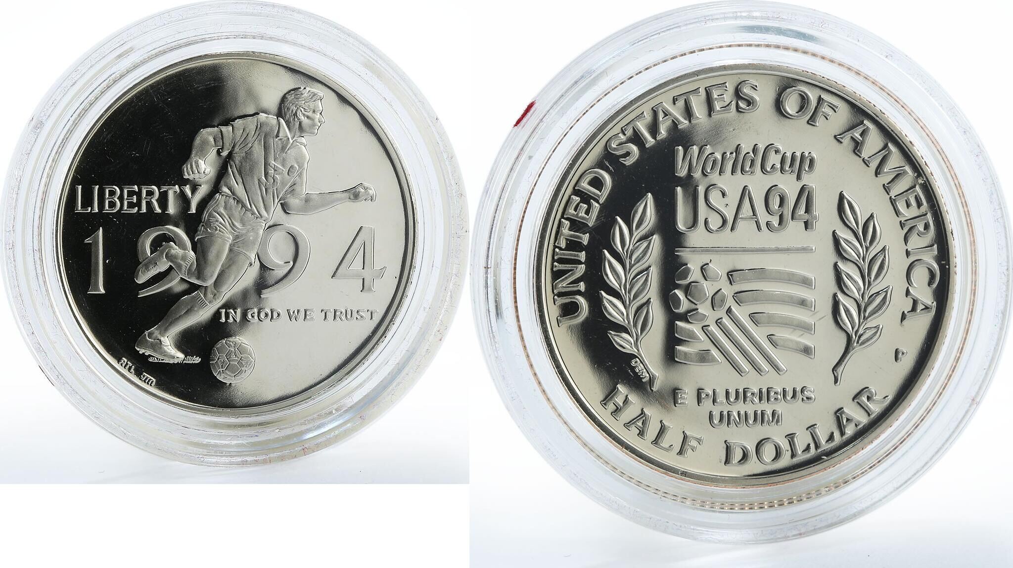 United States US 50 cents Football World Cup Sports silver proof coin ...